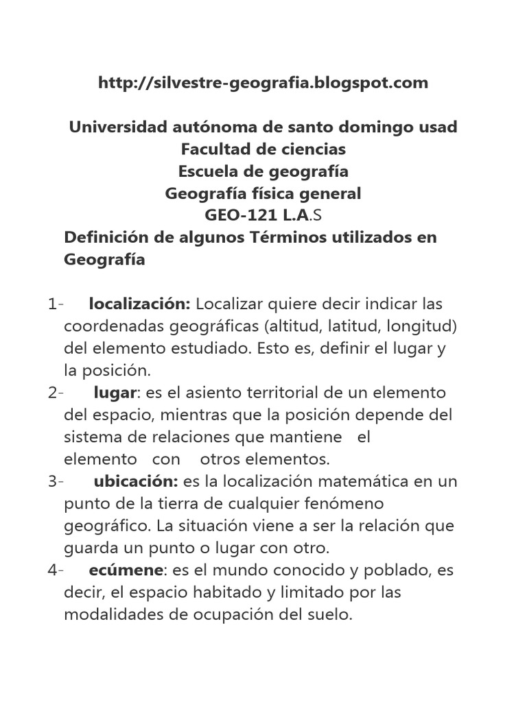 Definicon de Terminos Geograficos Anderi | PDF | Geología | Tierra
