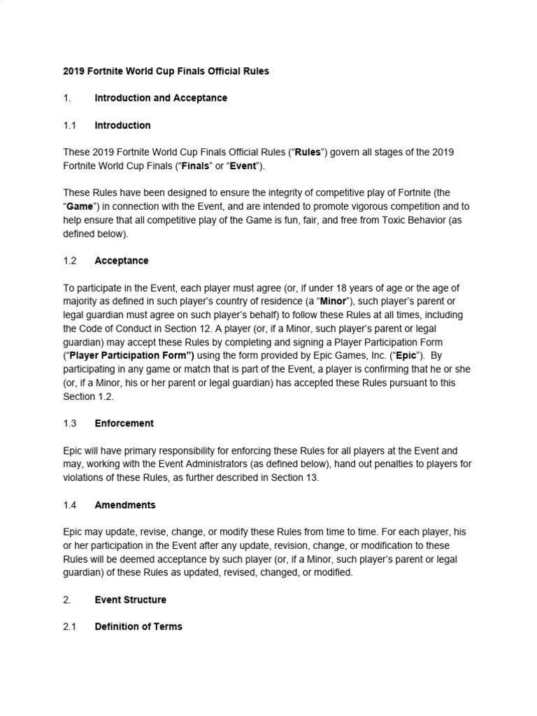 Fortnite+Esports Events World Cup Worldcup Landing Rules FinalsRules ...
