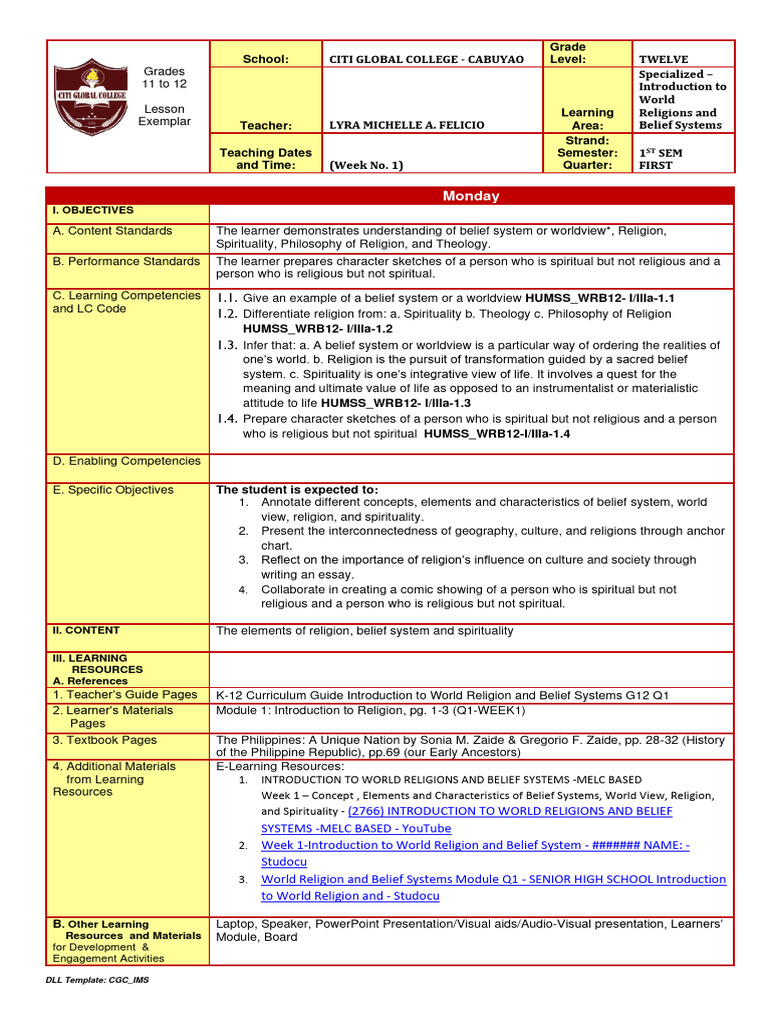 Le - G12 - Week-1-Introduction To World Religions and Belief Systems ...