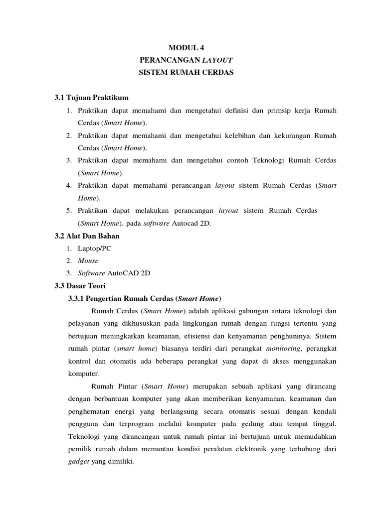 Modul 4 Perancangan Layout Sistem Rumah Cerdas | PDF
