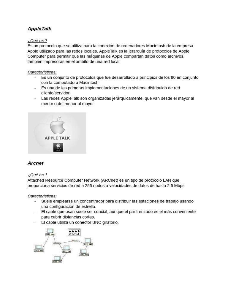 Protocolo de Redes: AppleTalk, ARCnet y Ethernet | PDF | Red de área ...