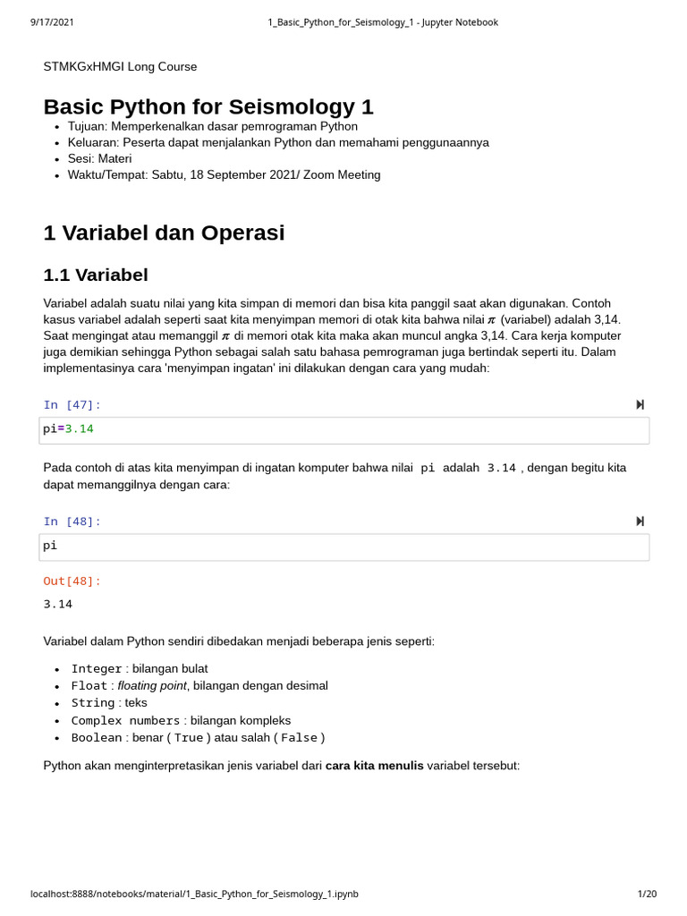 1 - Basic - Python - For - Seismology - 1 - Jupyter Notebook | PDF
