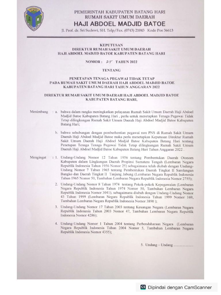 Salinan SK NOMOR 25 TAHUN 2022 (PTT) | PDF