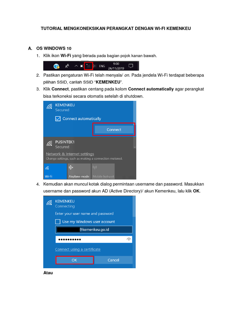 Panduan Koneksi Perangkat Dengan Wifi Kemenkeu | PDF | Komputer