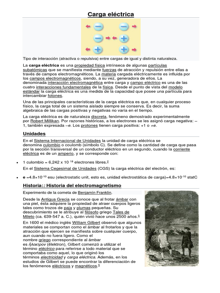 La Carga Elect Conceptos Pdf Carga Eléctrica Física