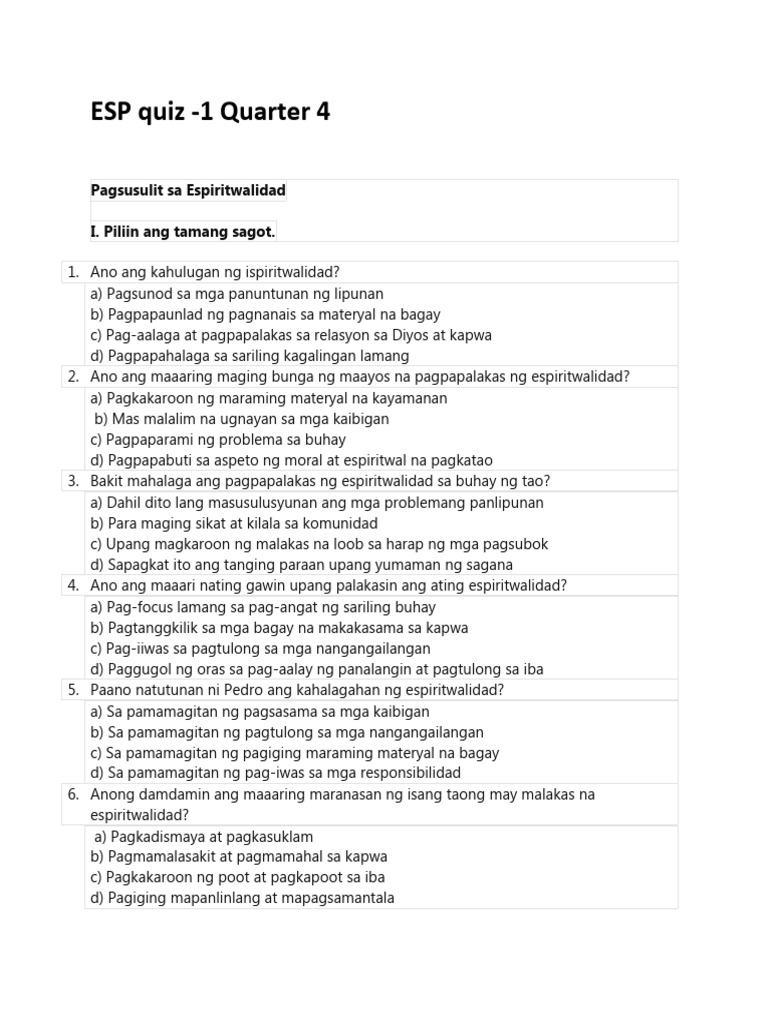 ESP Quiz q4 | PDF