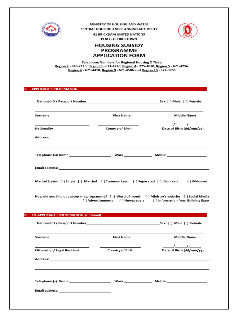 Housing Subsidy Programme Application Form | PDF | Identity Document ...
