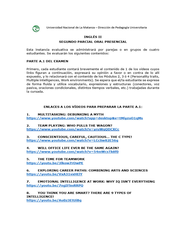 902 Parcial 2 Oral Guia y Enlaces A Videos | PDF | Learning | Cognition