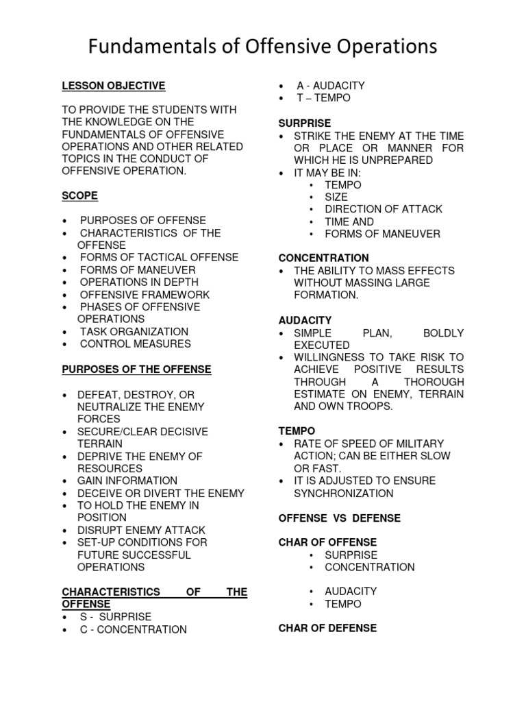 6.2 Fundamentals of Offensive Operations | PDF | Maneuver Warfare ...