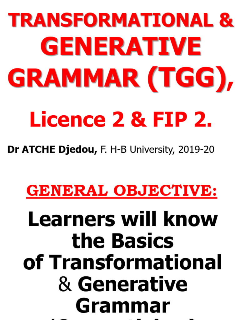 Generative Grammar Slides | PDF | Syntax | Phrase