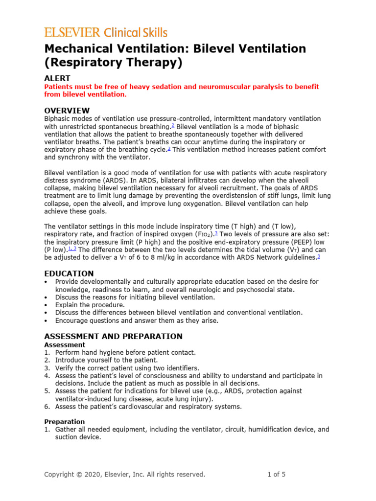 Bilevel Ventilation in Respiratory Therapy | PDF | Physiology | Medicine