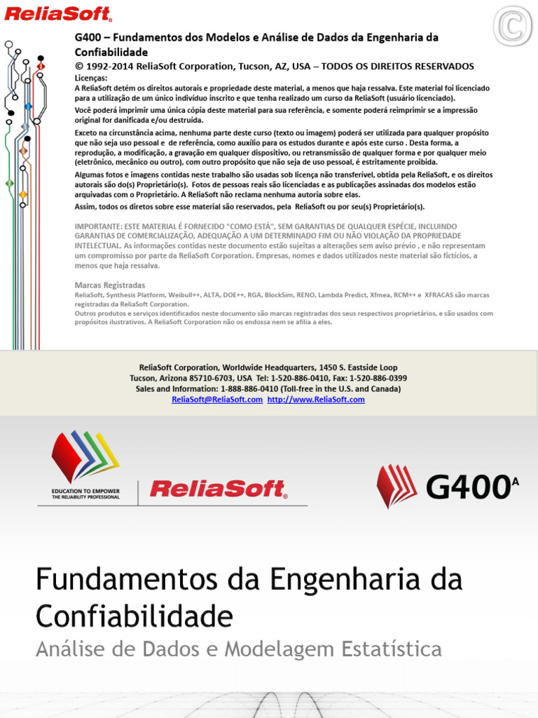 RELIASOFT - Fundamentos Dos Modelos e Analises de Dados Da Engenharia ...