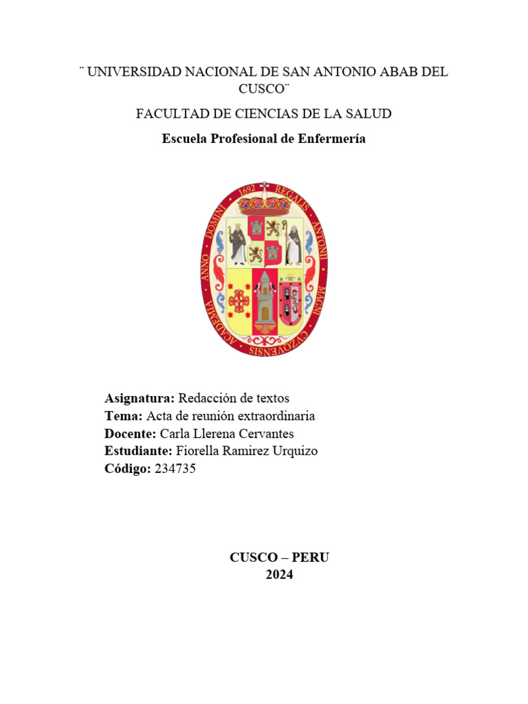 Fiorella Ramirez Urquizo - Acta | PDF