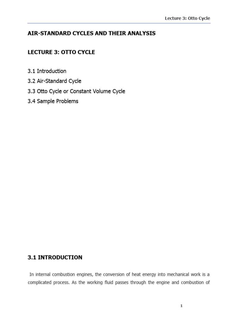 Otto Cycle Pdf Internal Combustion Engine Heat