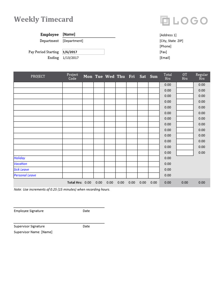 Weekly Timecard by Project | PDF | Demographic Economics | Factor Income Distribution