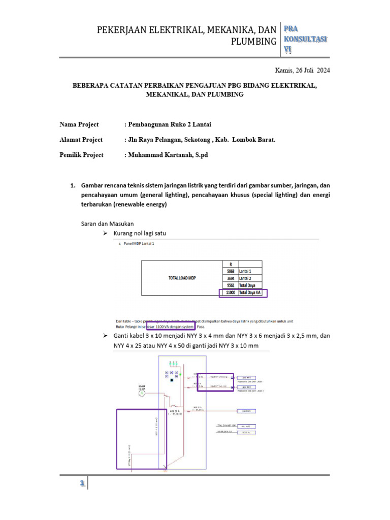 Catatan Revisi MEP RUKO PELANGAN-6 | PDF