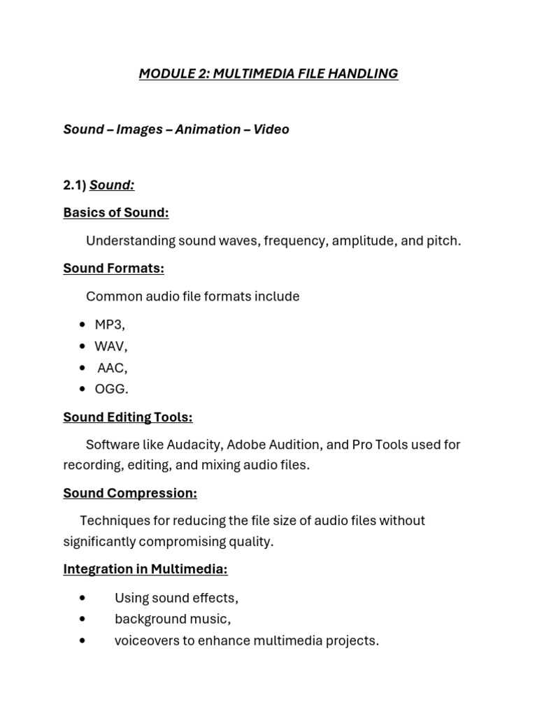 Module 2 Multimedia File Handling | PDF | Data Compression | Computing