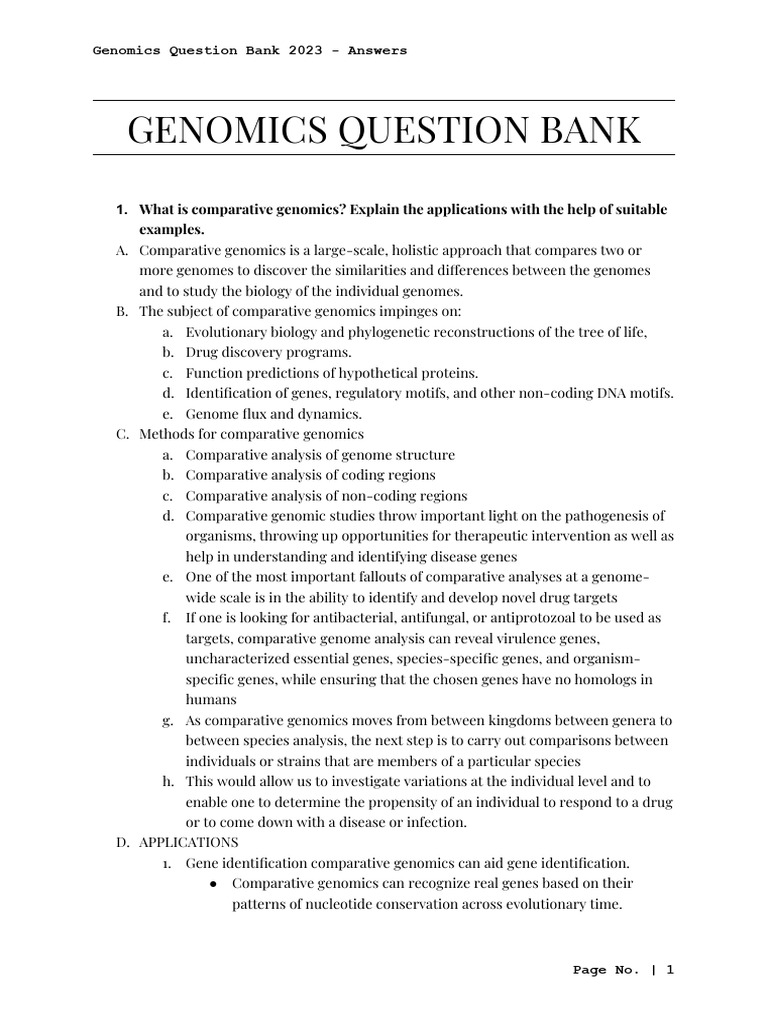 2023 Genomics Question Bank Ans | PDF | Genetic Code | Single ...