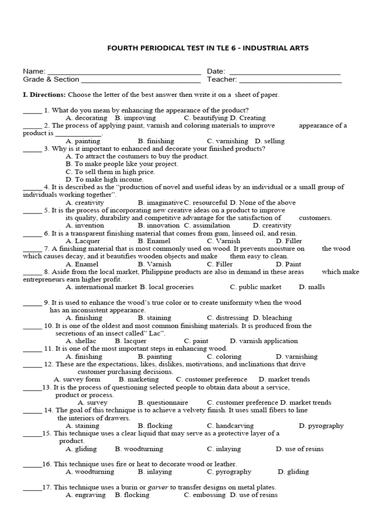 4th PT in TLE 6 | PDF | Varnish | Reuse