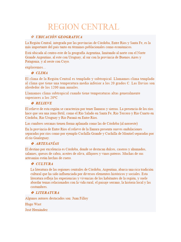 Clima y Cultura de la Región Central | PDF | Clima | Clima templado