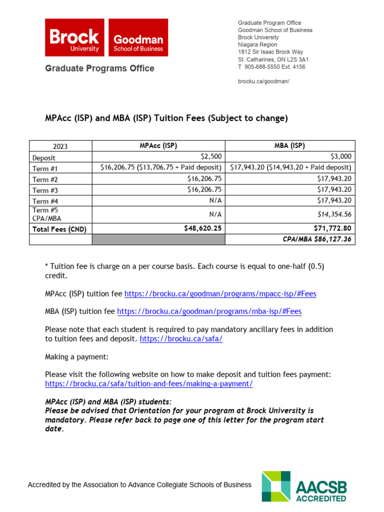 MPAcc ISP and MBA ISP 2023 Tuition Fees | PDF | Service Industries | Business