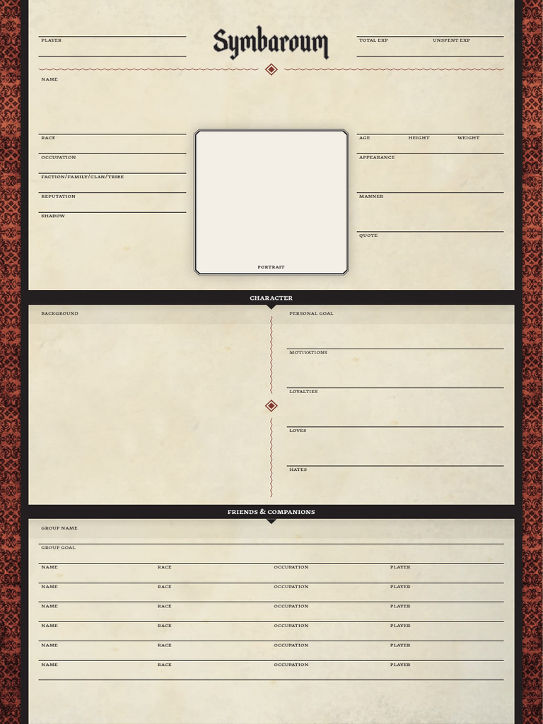 Symbaroum - Character Sheet Extended | PDF