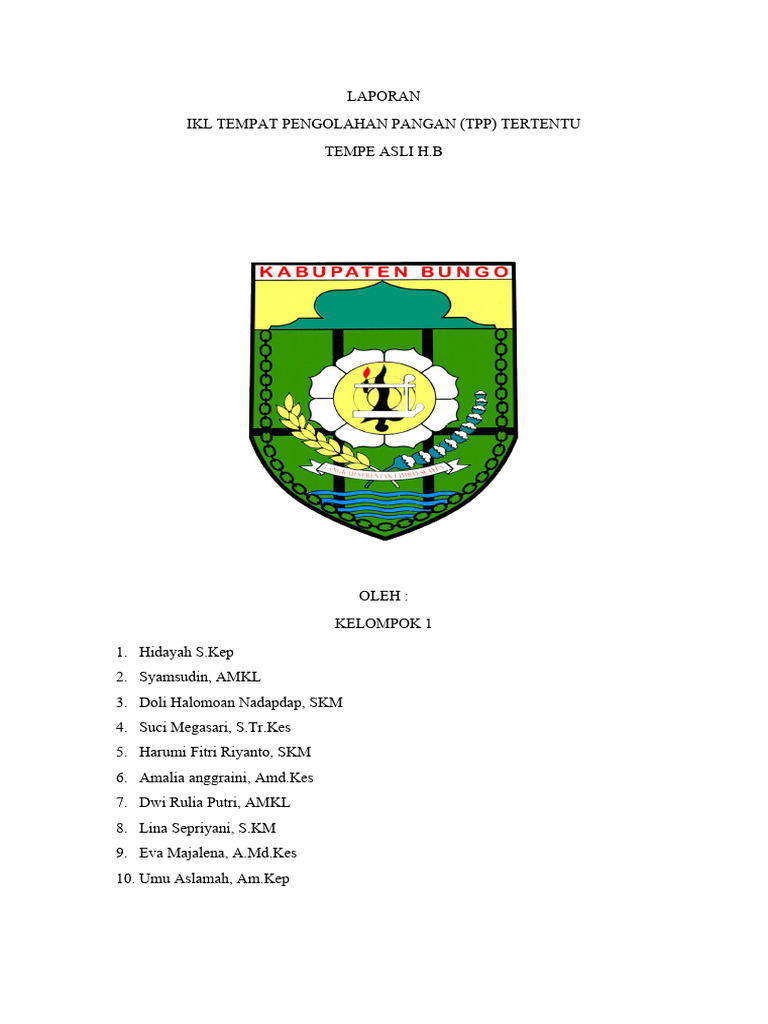 Laporan PKL TPP Kel. 1 | PDF