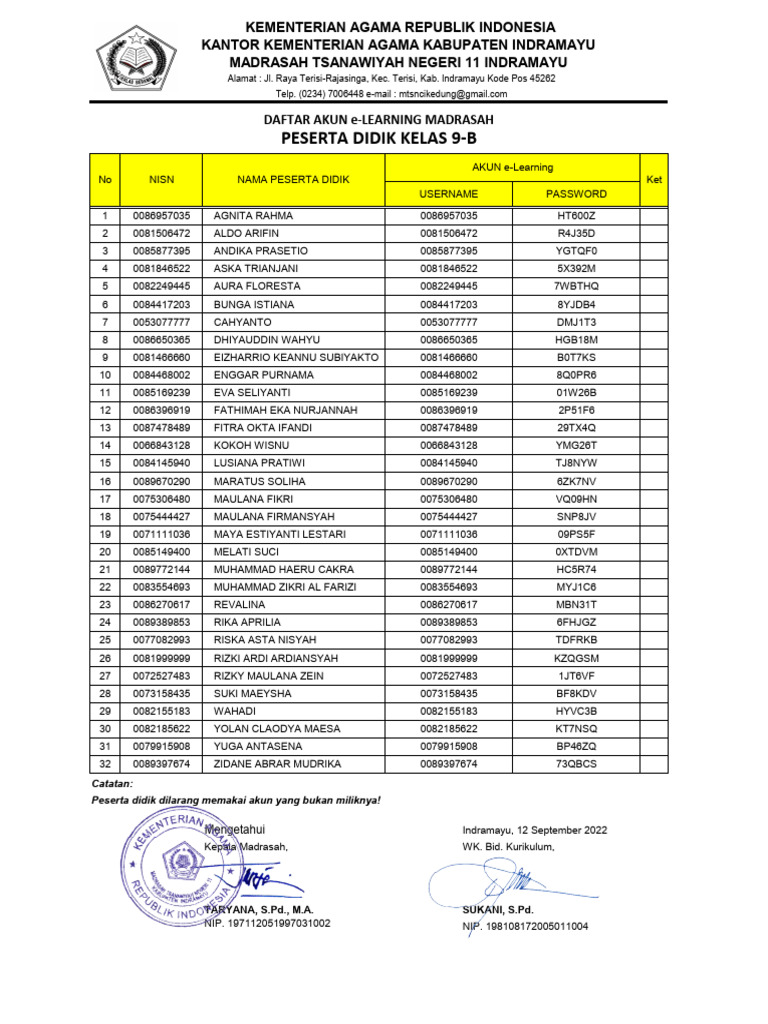 9B - Akun E-Learning-1 | PDF