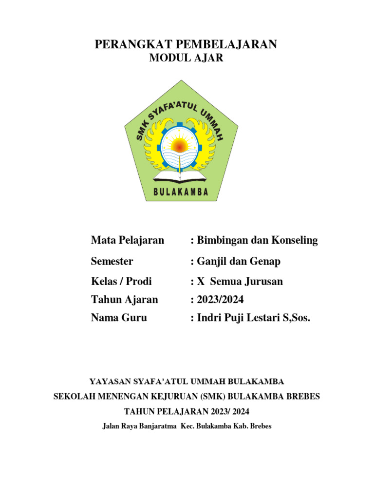 PERANGKAT DAN MODUL AJAR BK KELAS X | PDF