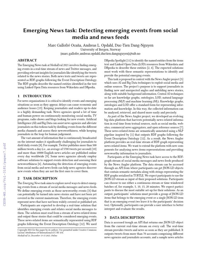 Emerging News - Detecting Emerging Events From Social Media and News ...