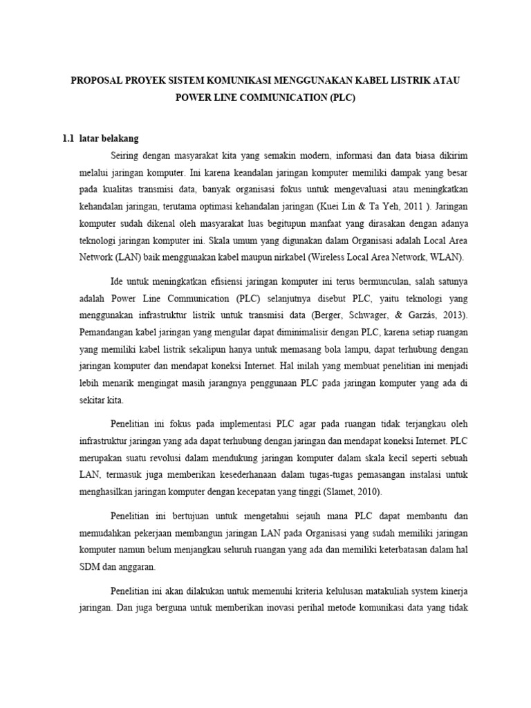 Proposal Proyek Sistem Komunikasi Menggunakan Kabel Listrik Atau Power Line Communication Pdf