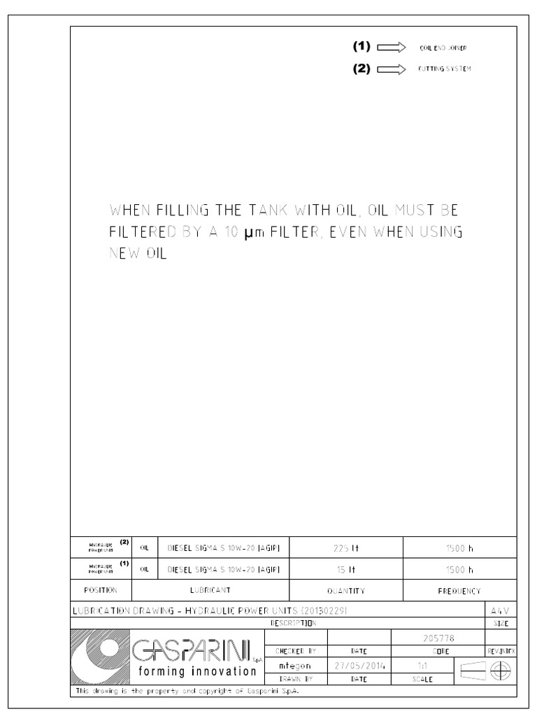 Lubrication Drawing - Hydraulic Power Units (20130229) - 205778 | PDF