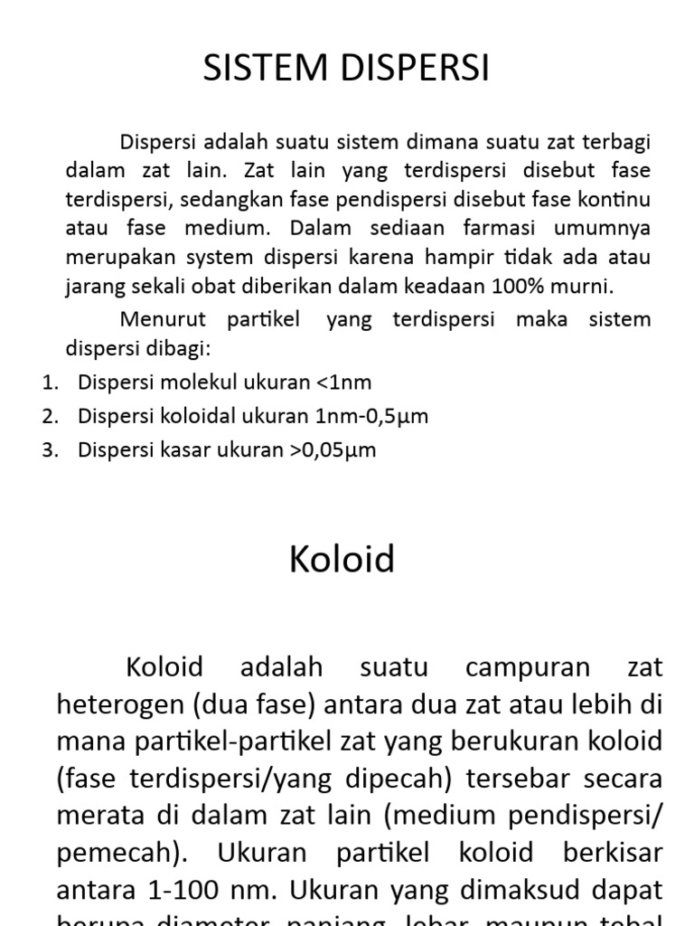 Materi Vii Sistem Dispersi | PDF