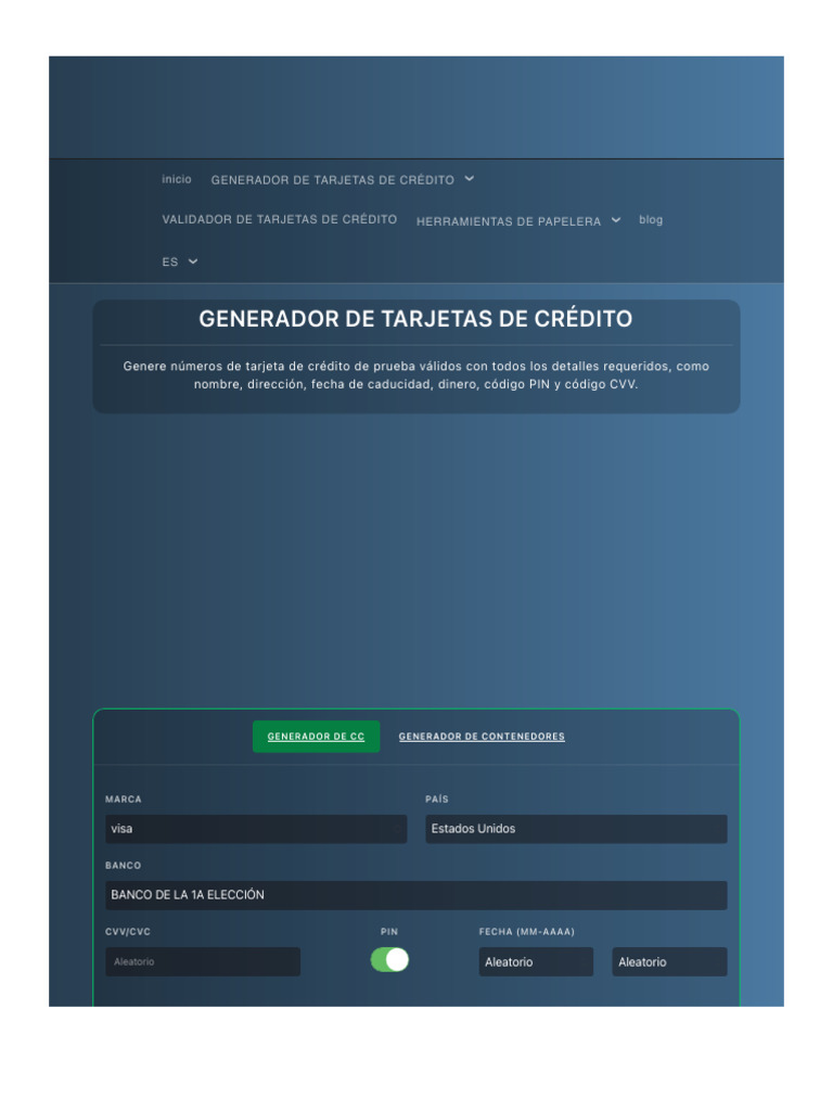VCCGenerator - Generador de Tarjetas de Crédito en Línea Gratuito (ACTUALIZADO) | PDF | Tarjeta ...