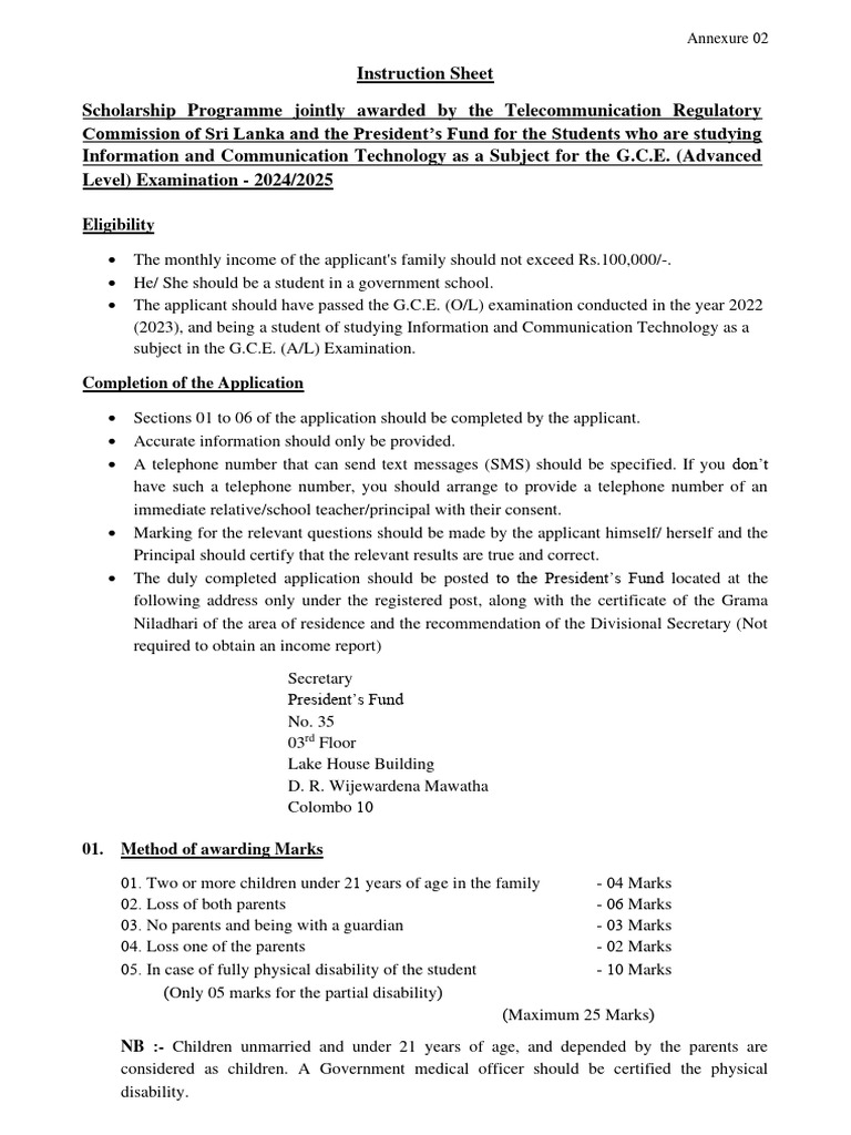 President's Fund Scholarship Application Guide | PDF