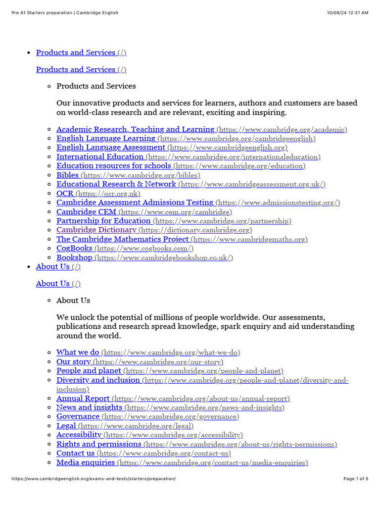 2 Pre A1 Starters Preparation - Cambridge English | PDF | Teachers ...