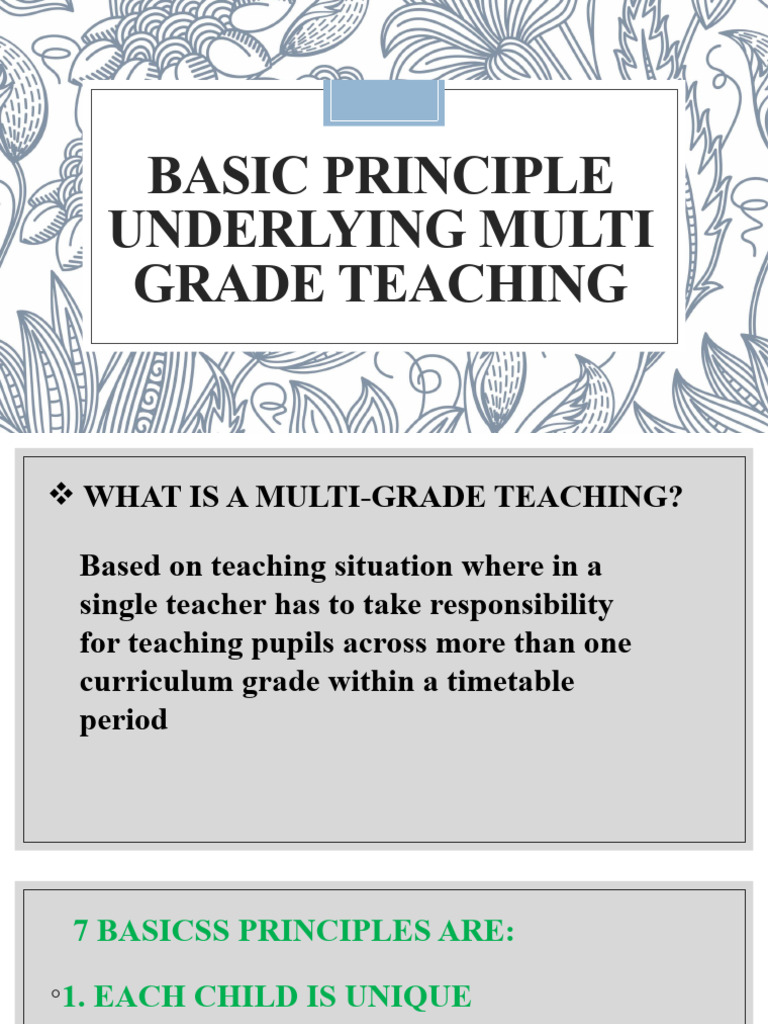 Basic Principle Underlying Multi Grade Teaching | PDF | Career & Growth
