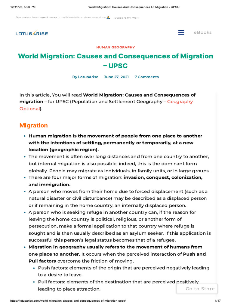 World Migration - Causes and Consequences of Migration | PDF | Human ...