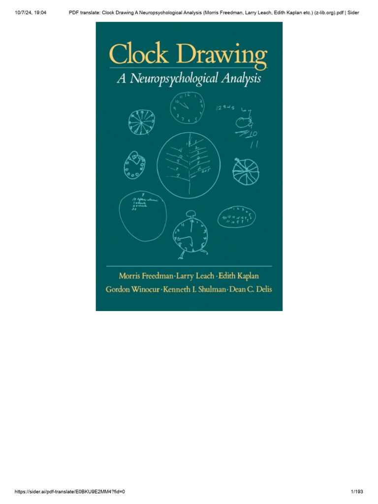 PDF Translate - Clock Drawing A Neuropsychological Analysis (Morris ... PDF Translate - Clock Drawing A Neuropsychological Analysis (Morris ...