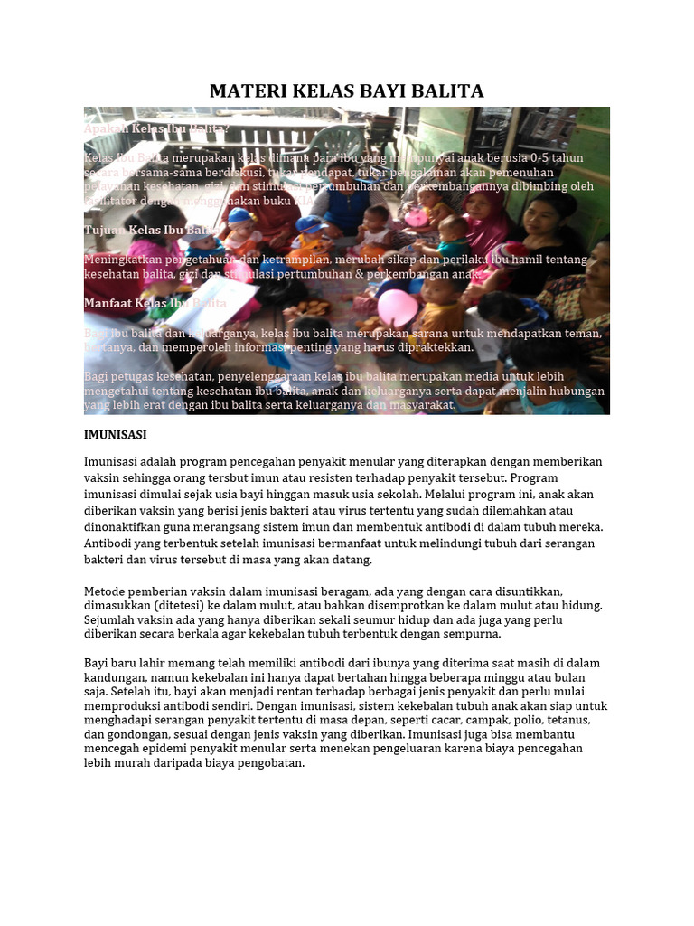 Materi Kelas Bayi Balita | PDF | Sains & Matematika