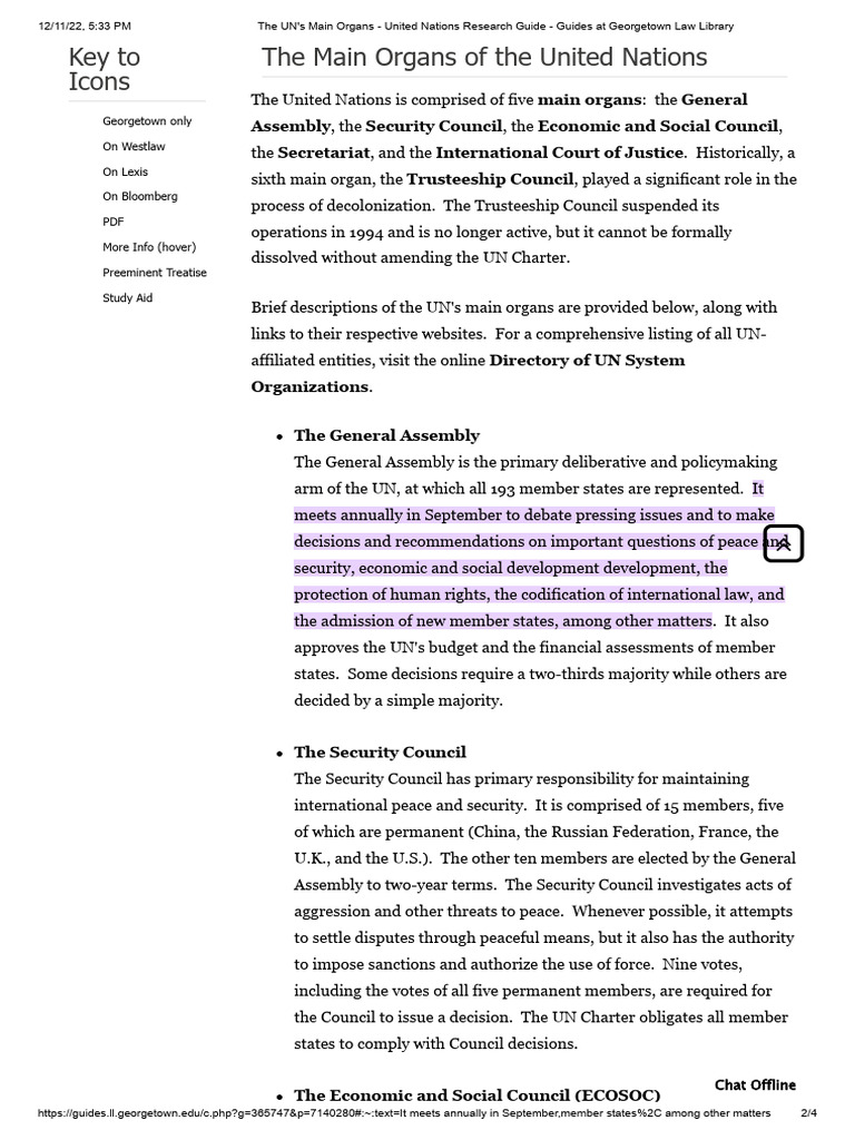 Overview of UN Main Organs | PDF | United Nations | International Relations