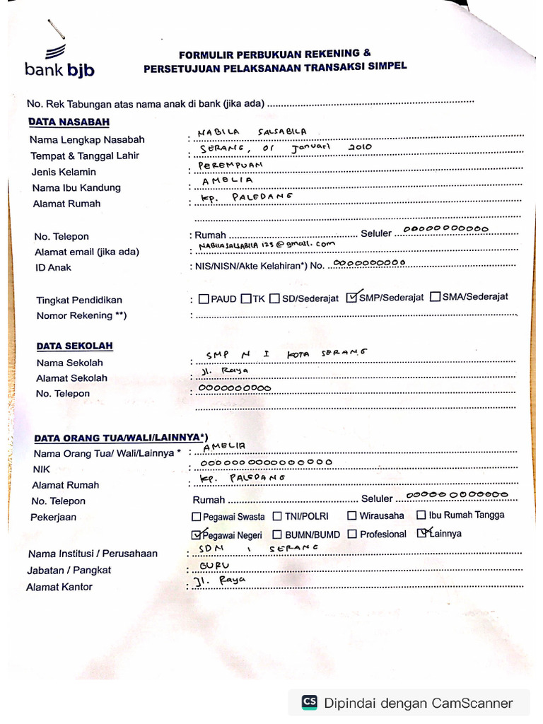 CONTOH PENGISIAN FORM SIMPLE | PDF