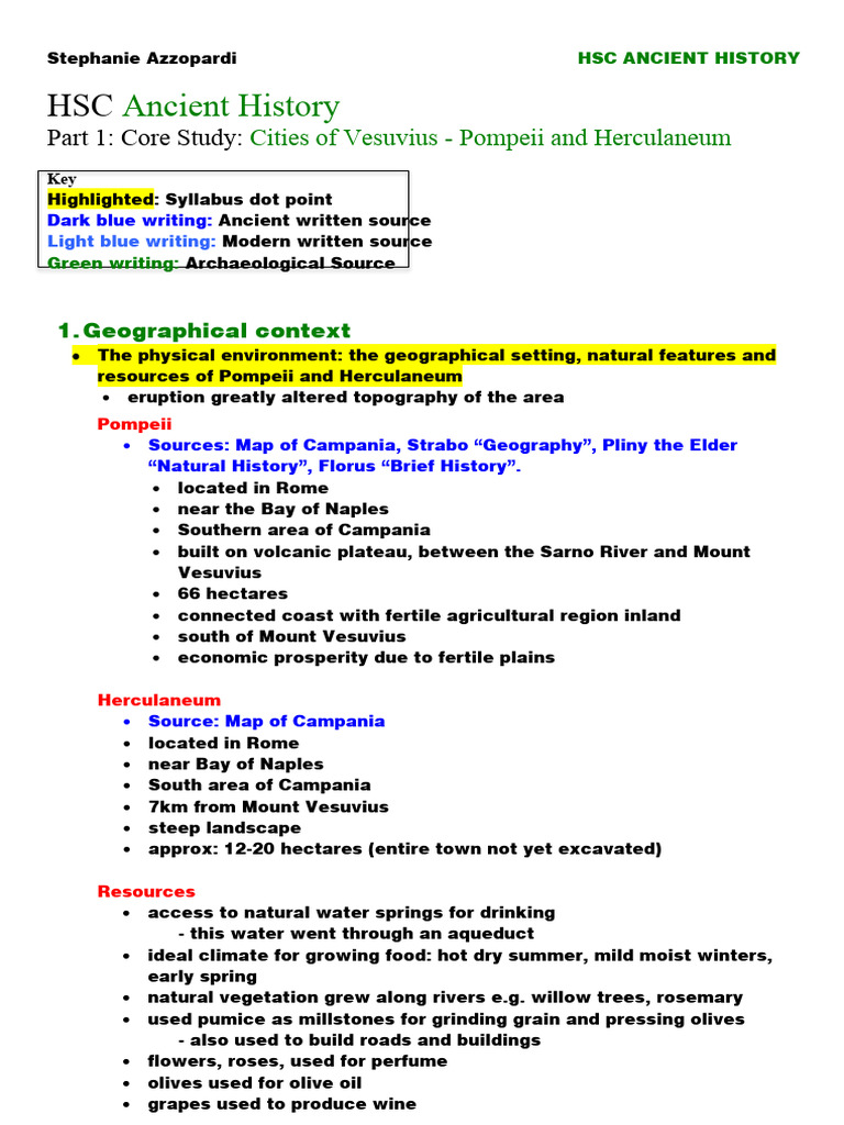 8767pompeii and Herculaneum Study Notes | PDF | Pompeii | Mount Vesuvius