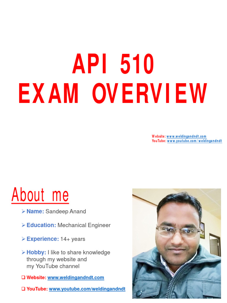 API 510 Exam Overview - 044326 | PDF | Nondestructive Testing | Welding