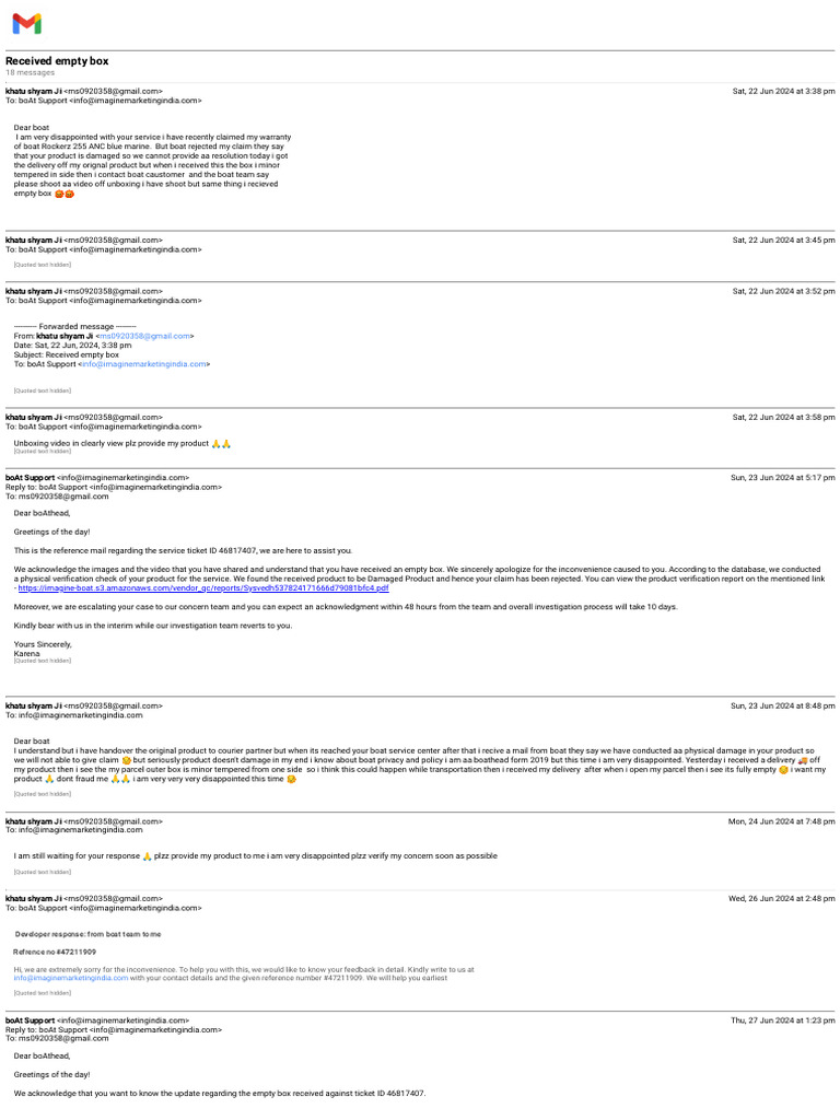Gmail - Received empty box | PDF