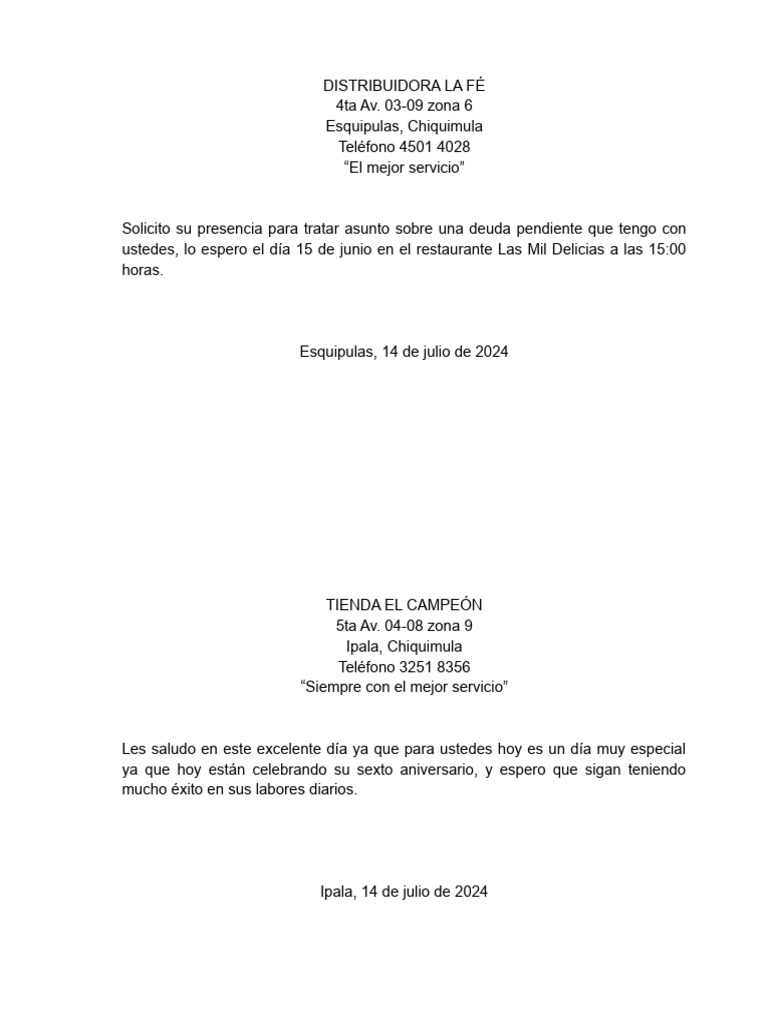 Ejemplos de Tarjetas | PDF