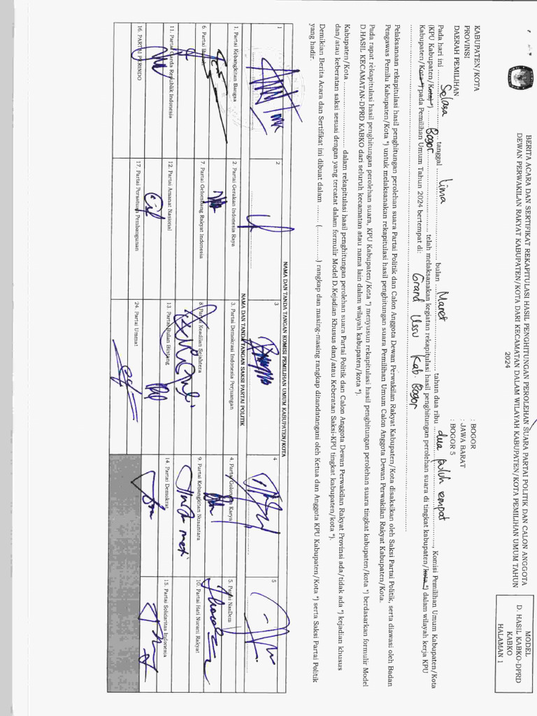 D.Hasil DPRD Kab - Bogor Dapil 5 - Stempel | PDF
