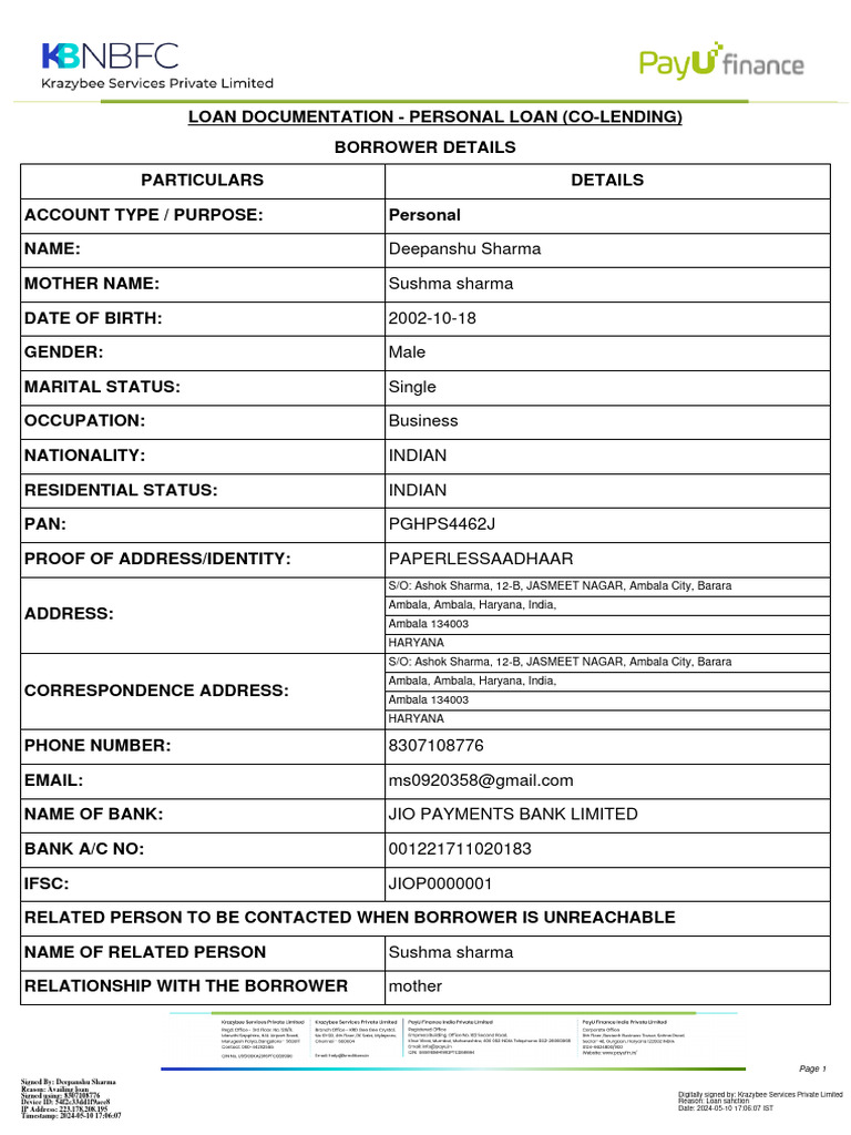 Loan Documentation - Customer Copy - KB240510UXYRO | PDF | Loans | Foreclosure