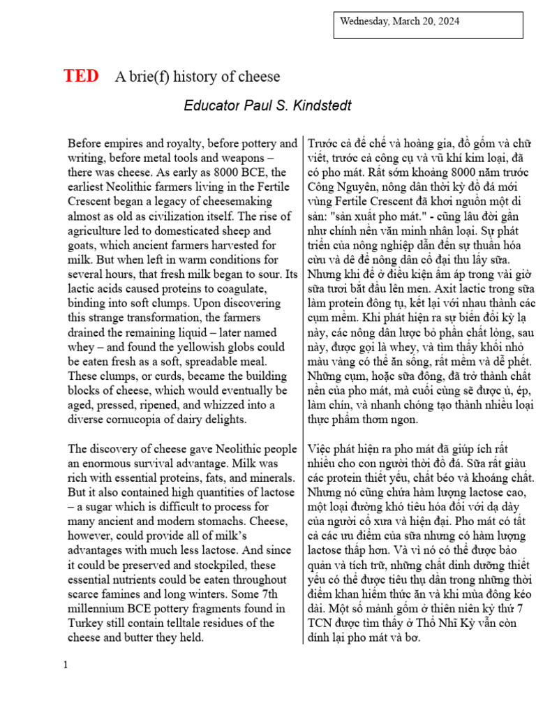 Ted History Of Cheese Pdf