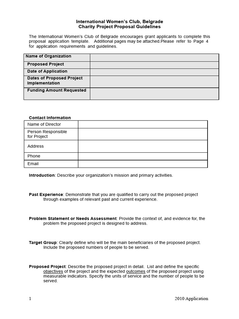 Charity International Project Proposal Template | PDF | Monitoring And Evaluation